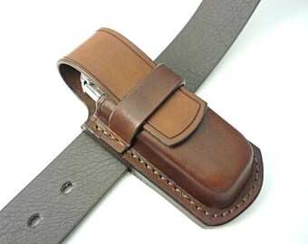 Custom leather open top leatherman sheath for the Wave