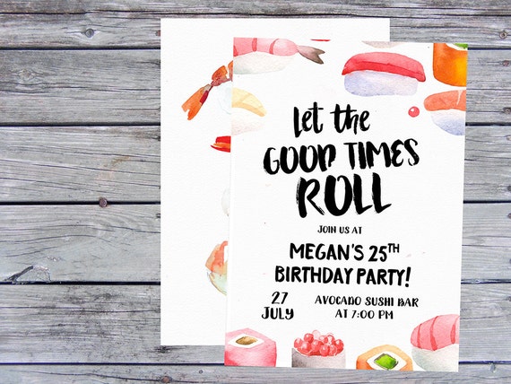 Sushi Invitation Sushi Birthday Invitation by GypsySoulArtStudio
