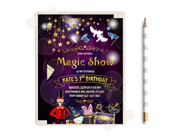 Magic Show Birthday Invitations Magic Birthday Party Magic