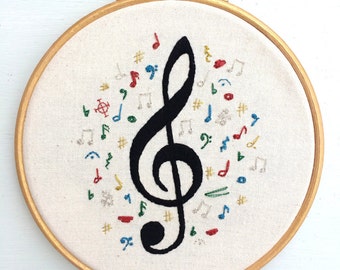 Music embroidery | Etsy