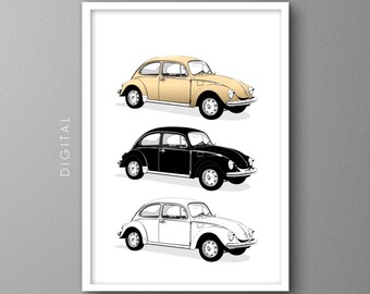 Vw beetle art | Etsy