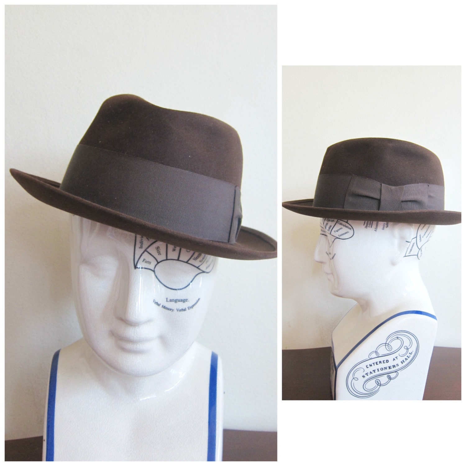 Vintage 1940s Brown Fedora Disney New York / 40s by BasyaBerkman