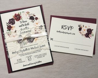 Rustic Wedding Invitation Modern Wedding by LoveofCreating on Etsy