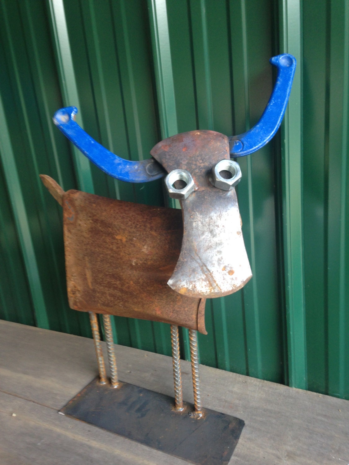 Cow/Steer Metal/Yard Art re-used by AdamsCraftyCreations on Etsy