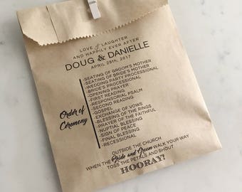 Wedding Program Bags Simple Modern Program Bags Custom