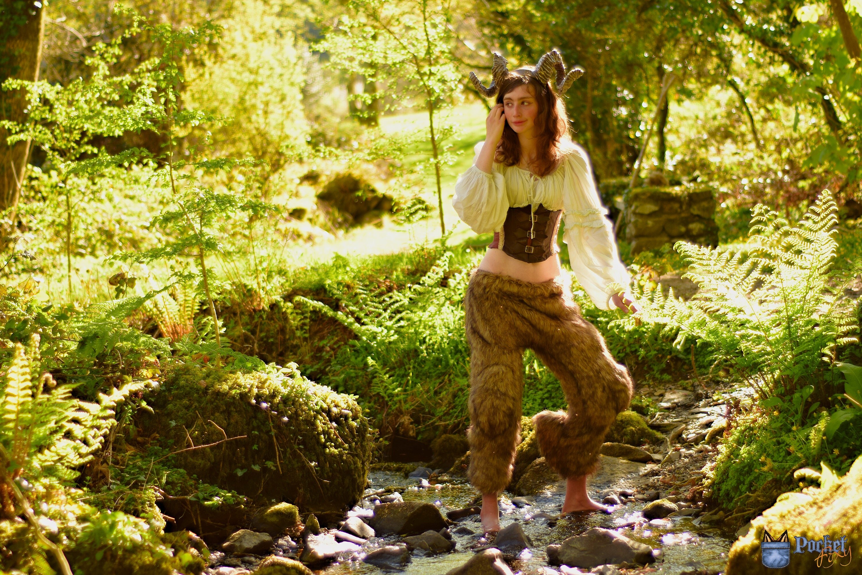 Goat Leg Costume Realistic Faun Satyr Faux Fur Covered