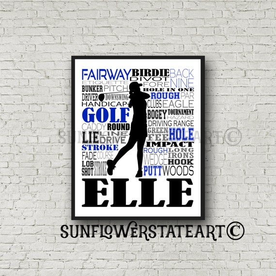 Personalized Golfer Poster Golfing Print Golf Art