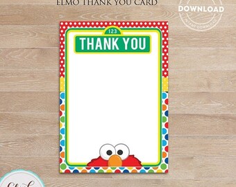 Elmo thank you card | Etsy