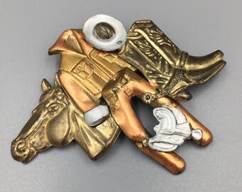 Cowboy brooch | Etsy