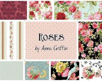 Cabbage roses fabric | Etsy