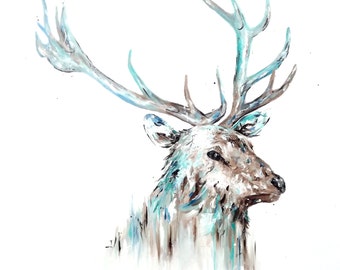 Stag painting | Etsy