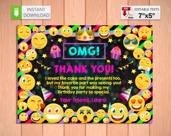 Emoji thank you card | Etsy