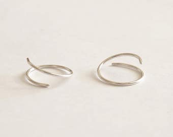 14k Gold 6mm Bar Ear Hugger Earring Solid Sterling Silver Gold