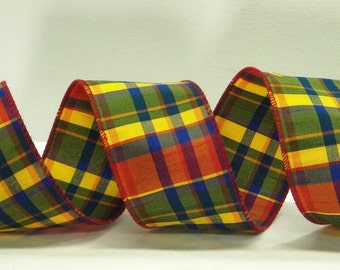 Green plaid ribbon | Etsy