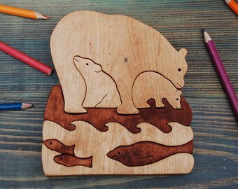 Wooden bear puzzle | Etsy