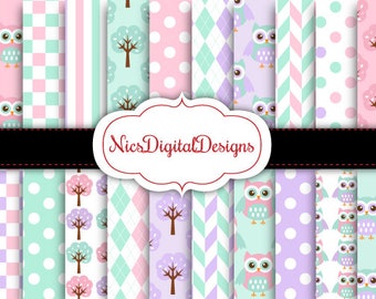 Purple and green owl | Etsy