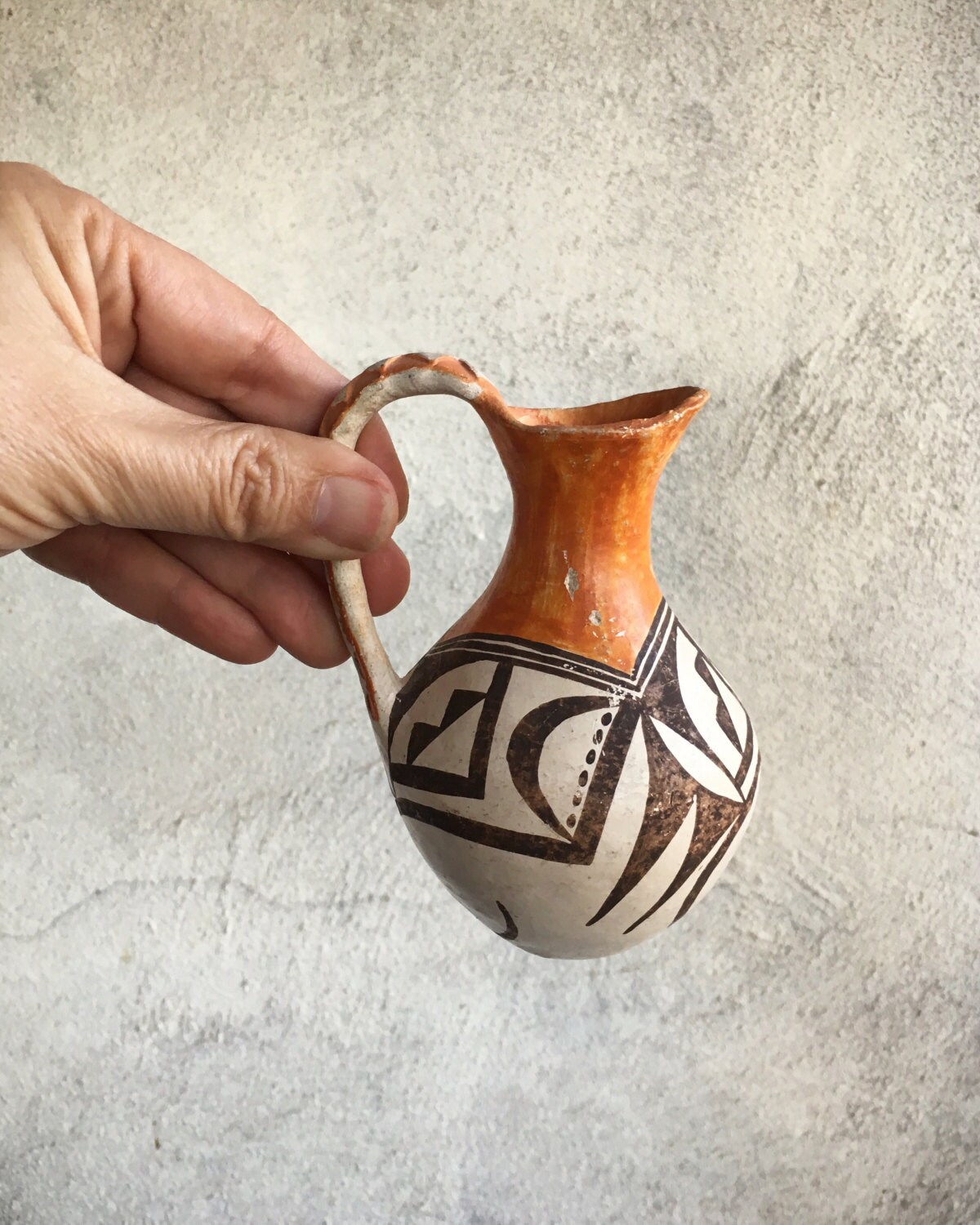 Vintage small polychrome pottery pitcher, Native American Indian ...