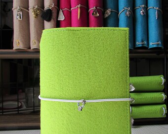 Black Leather Script Cover or Notebook Cover with hand painted