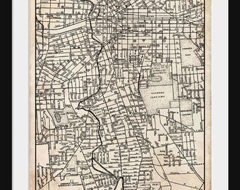1900 Chicago Street Map Vintage Print Poster