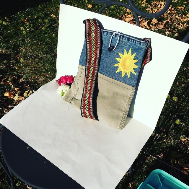 Repurposed Fabric Bags & Handpainted Slate by SnowywindsStudios