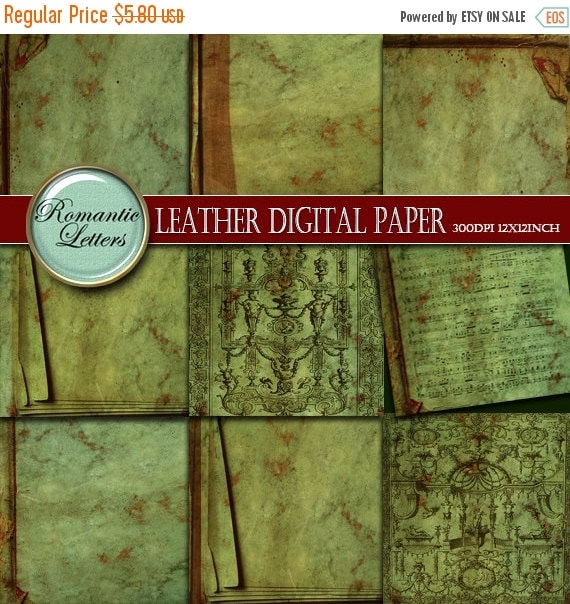 SALE-50% Digital scrapbook paper pack Leather by RomanticLetters