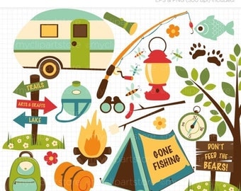 Camping clip art | Etsy