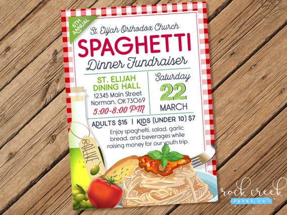 Spaghetti Dinner Invitation Spaghetti Fundraiser Spaghetti