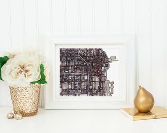 Abstract Map Prints of City Neighborhoods by CarlandCartography