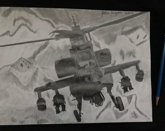 Helicopter drawing | Etsy