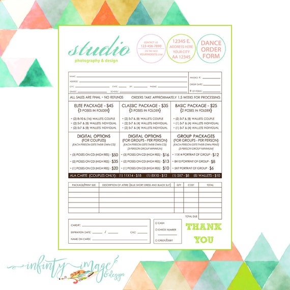 School Dance Or Dance Team Photography Order Form by InfinityImage