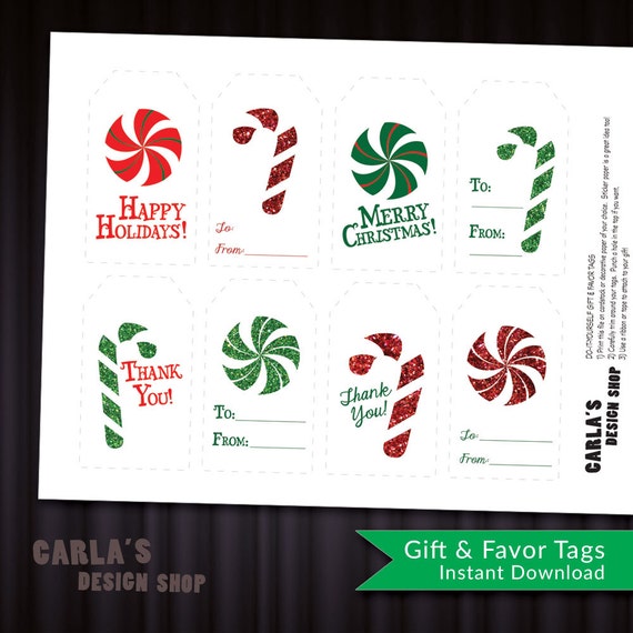 Happy Holidays Merry Christmas Thank You & To/From Gift Tags