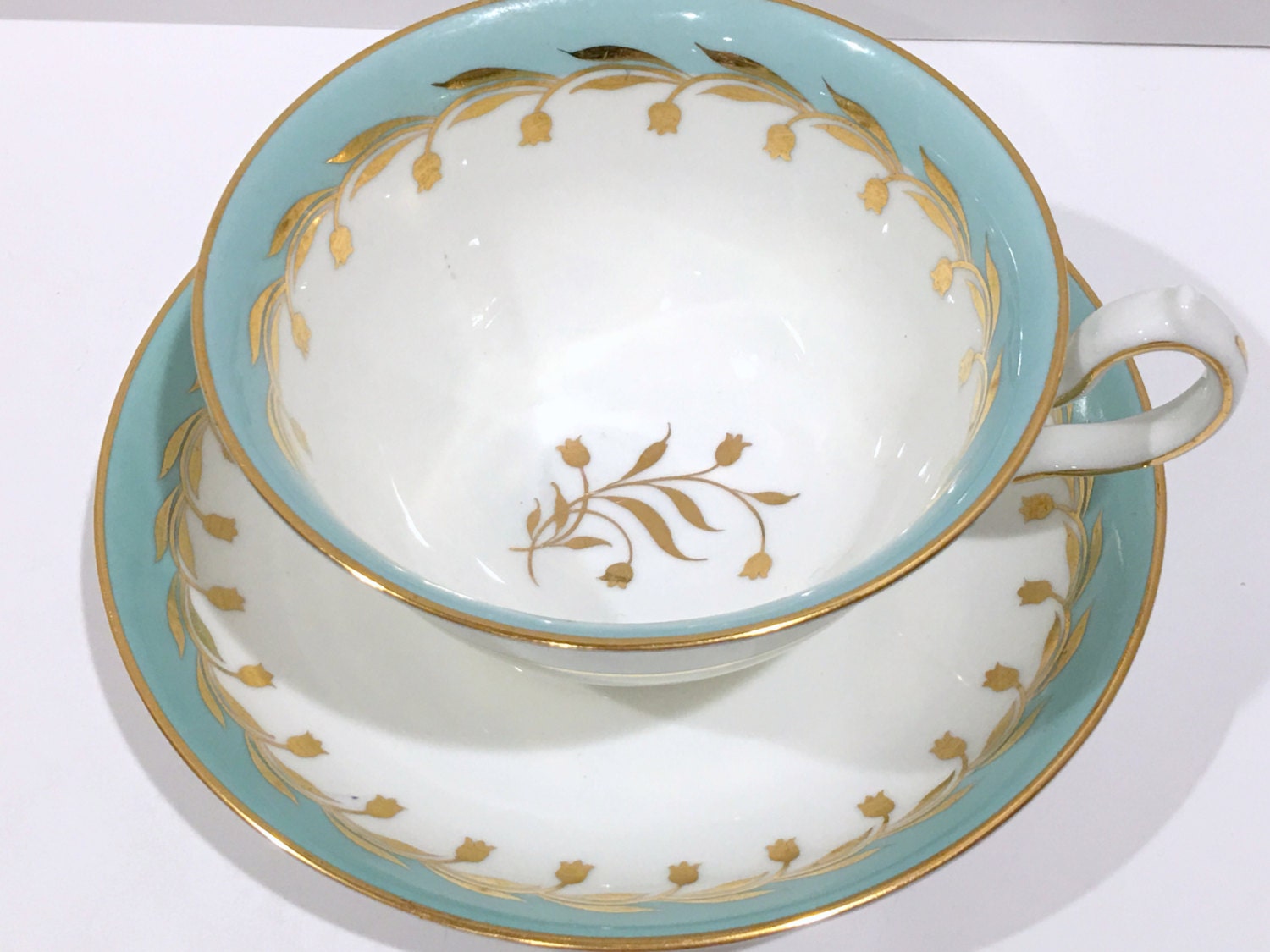 Tiffany and Co, Royal Crown Derby Tea Cup and Saucer, Aqua Cups ...