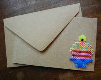 Perler bead card | Etsy