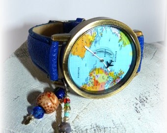 World map watch | Etsy