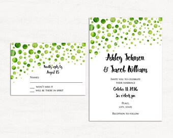 Green invitations | Etsy