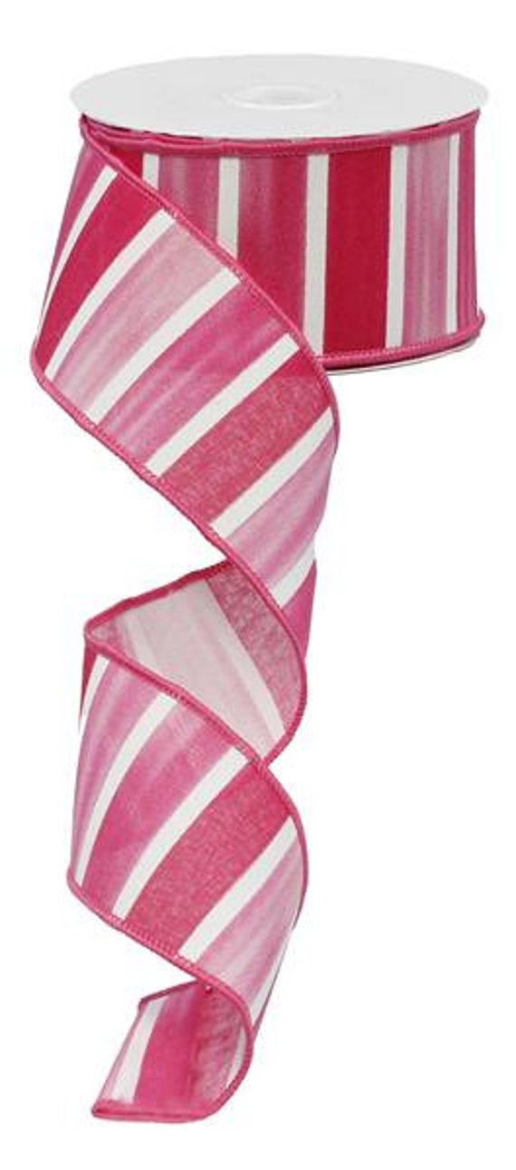 RIBBON Wired Ribbon Pink Ribbon Striped Ribbon Pink