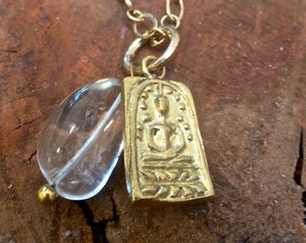 Gold buddha necklace | Etsy
