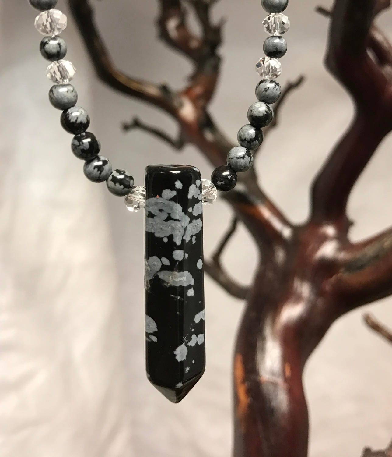 Snowflake Obsidian Necklace