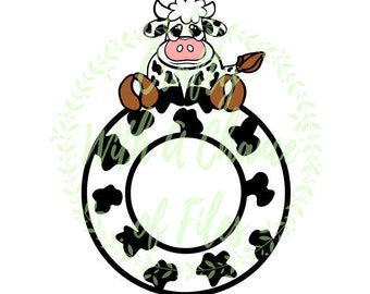 Cow monogram svg | Etsy