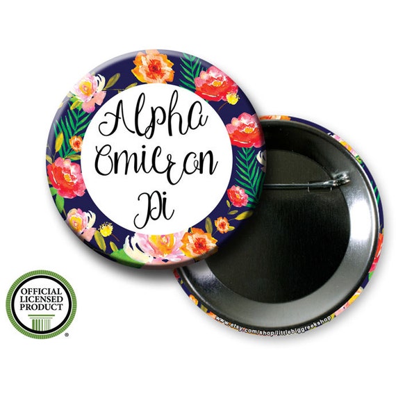 Alpha Omicron Pi AOPi Floral Single or Bulk 2.25 Pinback