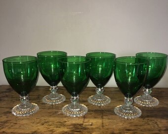 Green water goblets | Etsy