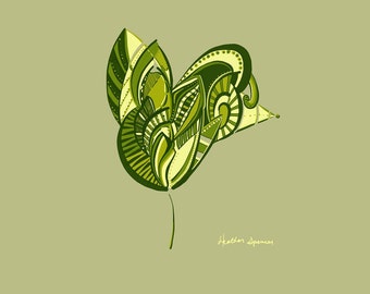 Zen nature abstract green art Print of my watercolor painting