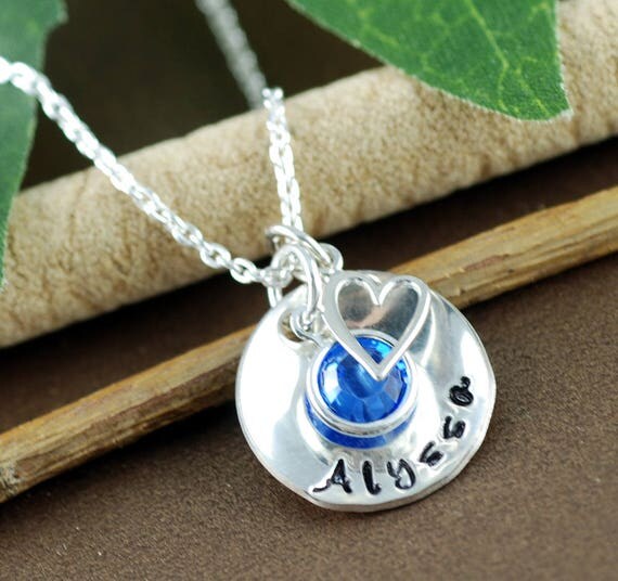 Personalized Name Necklace Birthstone Necklace Hand