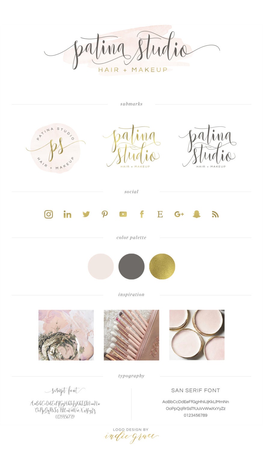 Watercolor & Caligraphy Style Logo design Branding Package