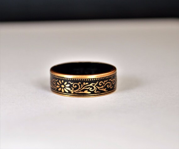 Japanese Coin Ring Black Ring Japanese Ring Coin by Alaridesign