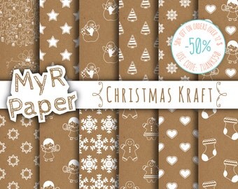 Whimsical Christmas Digital Paper Colorful Christmas xmas