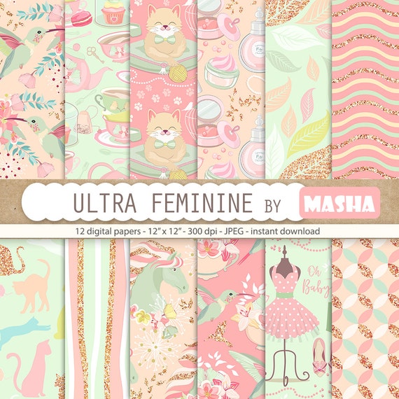 Girly digital papers: ULTRA FEMININE digital paper