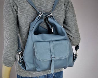 Handbag black leather backpack multi way leather sack bag SALE