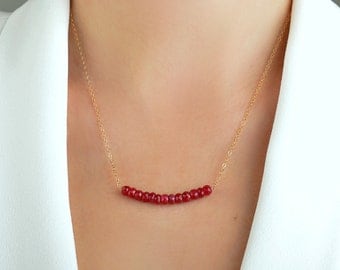 Ruby beads necklace | Etsy