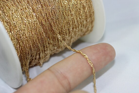 Brass Tone Twisted Link Chains 1.5 mm Link Chain Bulk
